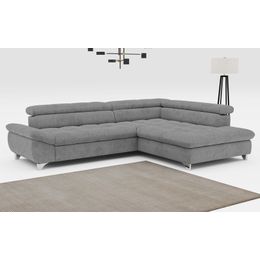 Ecksofa COTTA "Gemini L-Form, B: 312 cm", grau (mouse), B:312cm T:234cm, Sofas, Ecksofa, mit Kopfteilverstellung, optional Bettfunktion