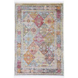 Teppich CarpetFine "Harleen, auch als L&auml;ufer", bunt (multi), B:120cm H:8mm L:170cm, Polypropylen (PP), Teppiche, Teppich, Vintage Look, Orient, mit Fransen, Wohnzimmer