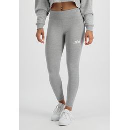 Leggings Alpha Industries "Basic Leggings SL W", Damen, Gr. S, Normalgr&ouml;&szlig;en, grau (grauheather, wei&szlig;), Obermaterial: 95% Baumwolle, 5% Elastan, Hosen Leggings