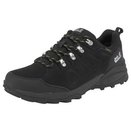 Wanderschuh Jack Wolfskin "REFUGIO TEXAPORE LOW M", Herren, Gr. 41, schwarz (schwarz, schwarz), Leder, Textil, Schuhe Wanderschuh, wasserdicht, Trekkingschuh, Topseller