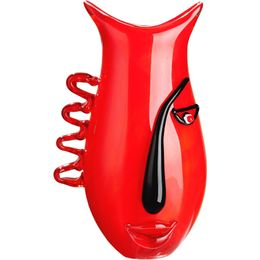 Tischvase GILDE GLAS ART "Red Vase", rot (rot, schwarz), B:18cm H:33cm T:12cm, Glas, Vasen, Tischvase, aus Glas, H&ouml;he ca. 33 cm