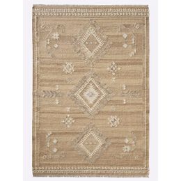 Teppich HEINE HOME Gr. 6, beige (beige, ecru), B:80cm H:3mm L:270cm, Baumwolle, Kunstfaser, Polyester, Schurwolle, Wolle, Teppiche, Teppich