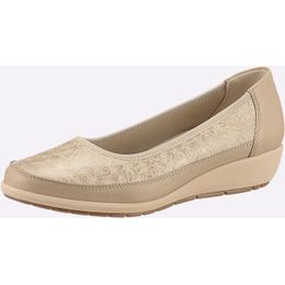 Ballerina CLASSIC, Damen, Gr. 42, beige (beige, gemustert), Glattleder, Veloursleder, Basic, Schuhe Ballerina
