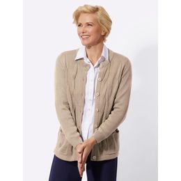 Strickjacke CLASSIC, Damen, Gr. 42, beige (sesam), 100% Polyacryl, unifarben, Strickjacken Strickjacke