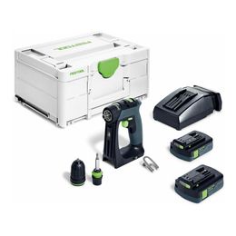 FESTOOL CXS 18 C 3,0-Plus Akku-Bohrschrauber aus Kunststoff und Metall mit Schnellspannbohrfutter und Winkelvorsatz f&uuml;r Holz oder Metall, inklusive Akku (18 V / 3.0 Ah) und Ladeger&auml;t - 576883)