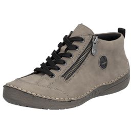 Schn&uuml;rboots Rieker, Damen, Gr. 39, grau (dunkelgrau), Nubuklederimitat, Schuhe Schn&uuml;rboots, Sneaker, Schn&uuml;rschuh, Outdoorschuh mit Rei&szlig;verschluss