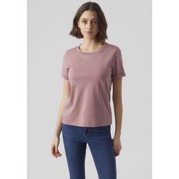 V&eacute;ro Moda Kurzarmshirt VERO MODA "VMPAULA S/S T-SHIRT NOOS", Damen, Gr. L, rosa (nostalgia rose), Jersey, Obermaterial: 100% Baumwolle, unifarben, regular fit normal, Rundhals, Aufschlag, Shirts Kurzarmshirt, Baumwolle, regular fit