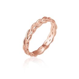 Silberring Elli "Ring Gedreht Geflochten Zopfmuster 925 Silber" Gr. 52, rosa (rosegold), Fingerringe, Damen, 52, Silber 925 (Sterlingsilber), Silberring