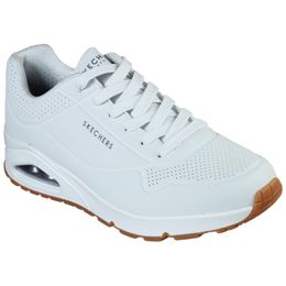 Sneaker Skechers "Uno - Stand on Air", Herren, Gr. 43, wei&szlig;, Lederimitat, Schuhe Sneaker, Freizeitschuh, Halbschuh, Schn&uuml;rschuh mit Air-Cooled Memory Foam