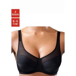 B&uuml;gel-BH Petite Fleur, Damen, Gr. 85, Cup E, schwarz (schwarz, wei&szlig;), Microtouch, Obermaterial: 90% Polyamid, 10% Elasthan, BHs B&uuml;gel-BH, aus Microtouch-Material, Topseller