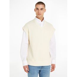 Pullunder Tommy Hilfiger "MONOTYPE WAFFLE VEST", Herren, Gr. XXL, beige (calico), Obermaterial: 50% Baumwolle, 50% Polyester, Waffelmuster, V-Ausschnitt, Pullover Pullunder