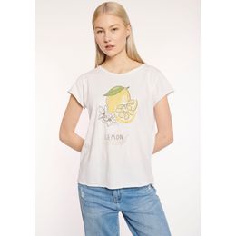 Haily's T-Shirt HAILY&rsquo;S "SS C TP Sv44enja", Damen, Gr. L (40), 8005 lemon, Jersey, Obermaterial: 100% Baumwolle, bedruckt, h&uuml;ftbedeckend, Rundhals, Shirts T-Shirt