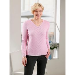 V-Ausschnitt-Pullover CLASSIC "V-Pullover", Damen, Gr. 40, rosa (ros&eacute;), 50% Viskose, 28% Polyester, 22% Polyamid, unifarben, Pullover V-Ausschnitt-Pullover