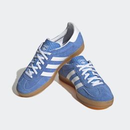 Sneaker adidas originals "GAZELLE INDOOR", Damen, Gr. 41, blau fusion, ftwr wei&szlig;, gold metallic, Leder, Synthetik, Schuhe Sneaker, Topseller