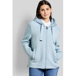 Blouson Bugatti, Damen, Gr. 38, blau (hellblau), 80% Viskose, 15% Polyamid, 5% Elasthan, unifarben, regular fit, B&uuml;ndchen, Jacken Blouson, mit Nylonkapuze