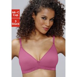 Bralette-BH Petite Fleur, Damen, Gr. 75, Cup B, pink (pink, wei&szlig;, wei&szlig;), Jersey, Obermaterial: 75% Baumwolle, 15% Elasthan, 10% Polyester, Basic, BHs Bralette-BH, ohne B&uuml;gel im Triangel-Form aus sch&ouml;ner Baumwolle, Basic Dessous