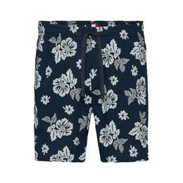 Shorts Tommy Jeans "TJM SLUB AOP BEACH SHORT EXT", Herren, Gr. M, N-Gr, blau (schwarz night navy aop), Web, Obermaterial: 100% Baumwolle, Hosen Shorts