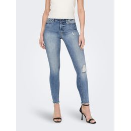 Ankle-Jeans Only "ONLBLUSH &ndash; Ankle-Jeans mit Destroyed Look f&uuml;r trendige Outfits", Damen, Gr. XS (34), L&auml;nge 32, blau (light blau denim), Denim/Jeans, Obermaterial: 94% Baumwolle, 4% Polyester, 2% Elasthan, Abriebeffekte, skinny fit, Jeans Ankle-Jeans, Abriebeffekte, modisch, skinny fit, Rundhals, regular fit