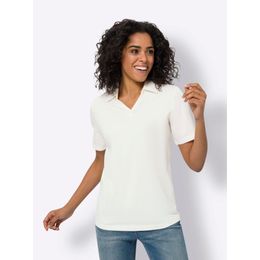 Poloshirt Classic Basics "Poloshirt", Damen, Gr. 44, beige (ecru), 100% Baumwolle, unifarben, Shirts Poloshirt