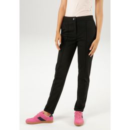 Jerseyhose Aniston CASUAL, Damen, Gr. 48, N-Gr, schwarz, Jersey, Obermaterial: 63% Polyester, 32% Viskose, 5% Elasthan, unifarben, figurumspielend lang, Hosen Jerseyhose, mit Biesen verziert