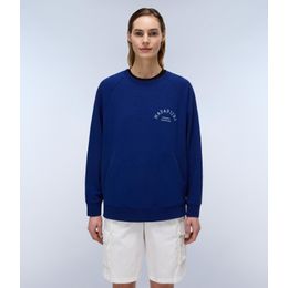 Sweatshirt Napapijri "B-FETE C W BELLWETHER BLUE", Damen, Gr. L, bellwether blau, Sweatware, Obermaterial: 95% Baumwolle, 5% Elasthan, regular fit h&uuml;ftbedeckend, Rundhals, B&uuml;ndchen, Sweatshirts Sweatshirt, mit Logo-Print