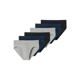 Slip Schiesser "Slip 6PACK Supermini "95/5" 6er Pack", Herren, Gr. XL, bunt (schwarz, blau, grau), Obermaterial: 95% Baumwolle CO. 5% Elasthan EL., Unterhosen Slip