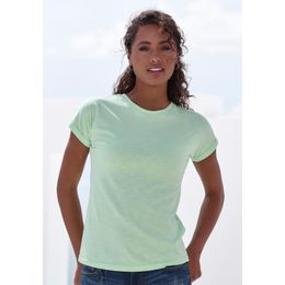 T-Shirt Vivance "aus weicher Baumwoll-Qualit&auml;t", Damen, Gr. 32/34, gr&uuml;n (lime), Jersey, Obermaterial: 100% Baumwolle, unifarben, Basic, bequem normal, Rundhals, mit Aufschlag Aufschlag, Shirts T-Shirt, Topseller