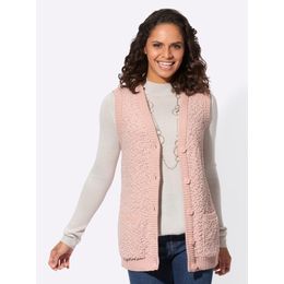 Strickweste Casual Looks, Damen, Gr. 44, beige (puder), 58% Polyester, 42% Baumwolle, unifarben, Westen Strickweste