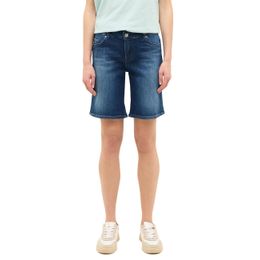 Shorts Mustang "Damen Style Bermuda", Damen, Gr. 28, blau (782 mittelblau), 85% Baumwolle, 13% Polyester, 2% Elasthan, unifarben, straight fit, Hosen Shorts