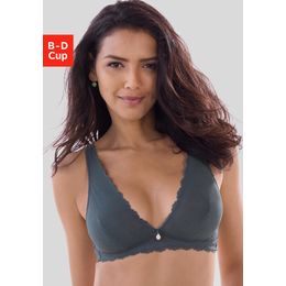 Bralette-BH Vivance, Damen, Gr. 95, Cup D, gr&uuml;n (khaki), Spitze, Obermaterial: 92% Polyamid, 8% Elasthan, BHs Bralette-BH, ohne B&uuml;gel im High-Apex-Design, sexy Dessous