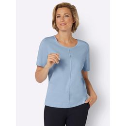 Kurzarmshirt Classic Basics "Kurzarm-Shirt", Damen, Gr. 48, blau (eisblau), 100% Baumwolle, unifarben, Rundhals, Shirts Kurzarmshirt