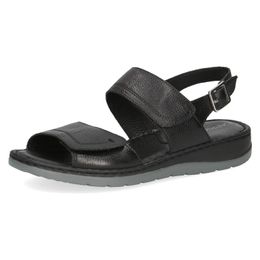 Riemchensandale Caprice, Damen, Gr. 37, schwarz, Nappaleder, Schuhe Riemchensandale, Keilsandalette, Sommerschuh, Bequemschuh mit vrestellbarer Schnalle