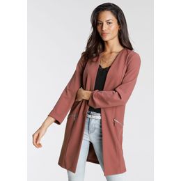 Longblazer Laura Scott, Damen, Gr. 46, bunt (rosebraun), Jersey, Obermaterial: 95% Polyester, 5% Elasthan, figurbetont, tiefer V-Ausschnitt, Blazer Longblazer, mit Rei&szlig;verschl&uuml;ssen, Topseller