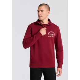 Sweatshirt Gant, Herren, Gr. M, rot (plumped rot), Sweatware, Obermaterial: 87% Baumwolle, 13% Polyester, unifarben, normal, hoch geschlossener Ausschnitt, B&uuml;ndchen, Sweatshirts Sweatshirt, Stehkragen mit Rei&szlig;verschluss