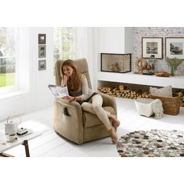 Sessel Hukla "HU-RV15025", beige (deluxe mandel), B:78cm H:108cm T:90cm, Sessel, Sessel, Wahlweise 1- oder 2-motorische Verstellung, inkl. Aufstehhilfe