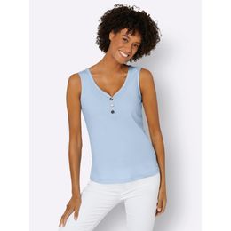 Shirttop Casual Looks, Damen, Gr. 46, blau (hellblau), 95% Viskose, 5% Elasthan, unifarben, Rundhals, Tops Shirttop