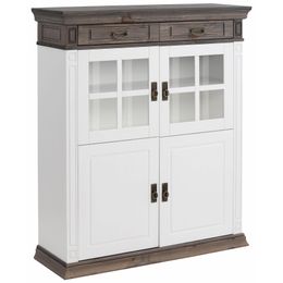 Highboard OTTO HOME "Vinales", wei&szlig; (wei&szlig;, wengefarben), B:112cm H:130cm T:39cm, Sideboards, Highboard, Vitrine, Breite 112 cm