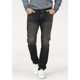 Jack & Jones Slim-fit-Jeans JACK & JONES "JJIGLENN &ndash; Slim-Fit-Jeans mit niedriger Leibh&ouml;he", Herren, Gr. 32, L&auml;nge 34, schwarz, Denim/Jeans, Obermaterial: 91% Baumwolle, 7% Polyester, 2% Elasthan, Abriebeffekte, slim fit, Jeans Slim-fit-Jeans, Used, modisch, slim fit, Denim/Jeans