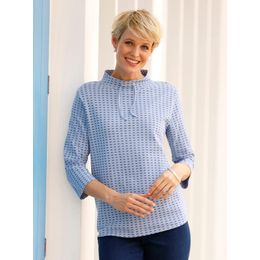 3/4-Arm-Shirt Classic Basics "Sweatshirt", Damen, Gr. 40, bleu, jeansblau, bedruckt, 100% Baumwolle, gemustert, mehrfarbig, Shirts 3/4-Arm-Shirt