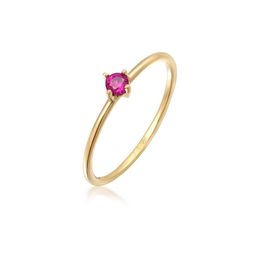 Silberring Elli Premium "Ring Synthetischer Rubin Rosa Diamantschliff (1ct) 375 Gelbgold" Gr. 58, gold, Fingerringe, Damen, 58, Gelbgold 375, Silberring