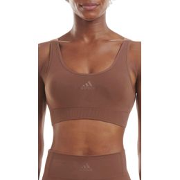 Bustier adidas Sportswear "Active Seamless Micro Stretch", Damen, Gr. XS, N-Gr, braun (302, t.mocha), Microtouch, Obermaterial: 89% Polyamid, 11% Elasthan, unifarben, bequem, BHs Bustier, mit breitem Unterbrustband