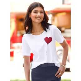 T-Shirt Classic Basics "Kurzarm-Shirt", Damen, Gr. 56, wei&szlig;, 100% Baumwolle, bedruckt, gemustert, Rundhals, Shirts T-Shirt