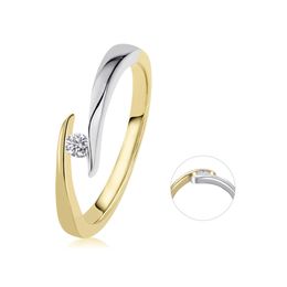 Diamantring ONE ELEMENT "0,05 ct Diamant Brillant Spannfassung Ring aus 585 Gelbgold" Gr. 56, gold, Fingerringe, Damen, 56,mit Brillant, Gelbgold 585, Diamantring