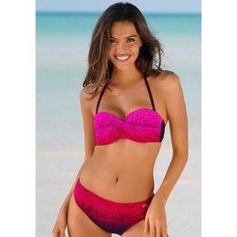 B&uuml;gel-Bandeau-Bikini Lascana, Damen, Gr. 38, Cup D, rot, Polyamid, Farbverlauf, bedruckt, Bikini-Sets B&uuml;gel-Bandeau-Bikini, mit Farbverlauf