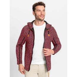 Strickfleecejacke Marco Donati, Herren, Gr. 56/58, rot (dunkelrot, meliert), 100% Polyester, meliert, Jacken Strickfleecejacke