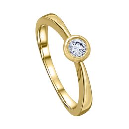 Diamantring ONE ELEMENT "0.15 ct Diamant Brillant Zarge Ring aus 585 Gelbgold" Gr. 59, gold, Fingerringe, Damen, 59,mit Brillant, Gelbgold 585, Diamantring