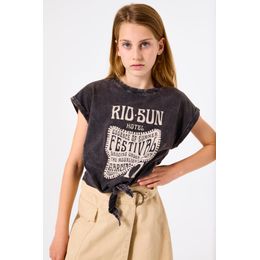 T-Shirt Garcia, M&auml;dchen, Gr. 128 (134), grau (dunkelgrau), Obermaterial: 100% Baumwolle, washed, regular fit taillenbedeckt, Rundhals, Umschlagsaum, Shirts T-Shirt, mit verwaschenem Look for GIRLS