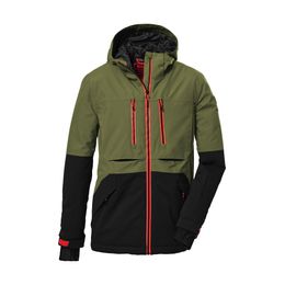 Skijacke Killtec "KSW 127 BYS SKI JCKT", Herren, Gr. 128, gr&uuml;n (olivgr&uuml;n), Oberstoff: 100% Polyester, Futter: 100% Polyester, Wattierung: 100% Polyester (recycelt), Jacken Skijacke, Wasserdichte, atmungsaktive Kinderjacke mit verstellbarer Kapuze