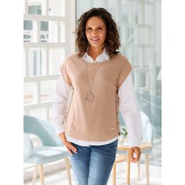 Pullunder Casual Looks "Pullunder", Damen, Gr. 46, braun (camel), 50% Baumwolle, 50% Polyacryl, unifarben, Pullover Pullunder