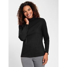 Rollkragenshirt Casual Looks "Rollkragen-Shirt", Damen, Gr. 40, schwarz, 95% Baumwolle, 5% Elasthan, unifarben, Shirts Rollkragenshirt